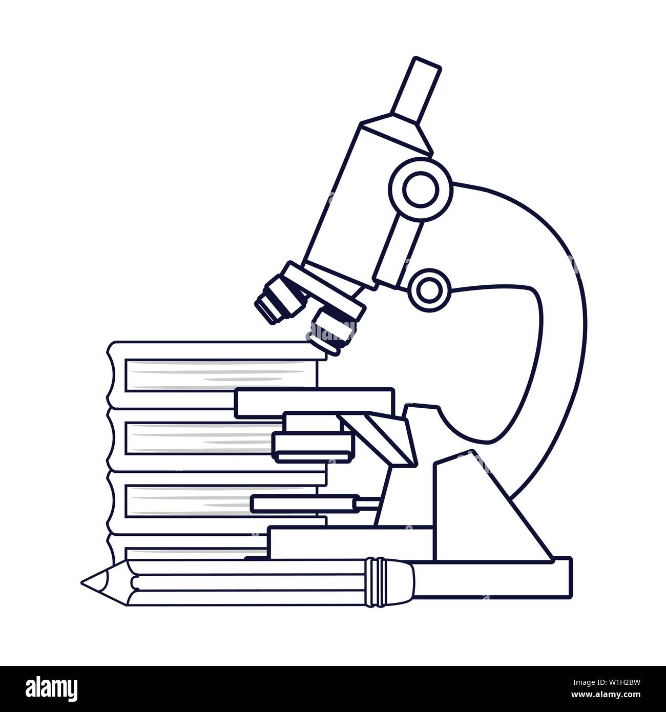 microscope pencil book stacked back to school vector illustration Stock ...