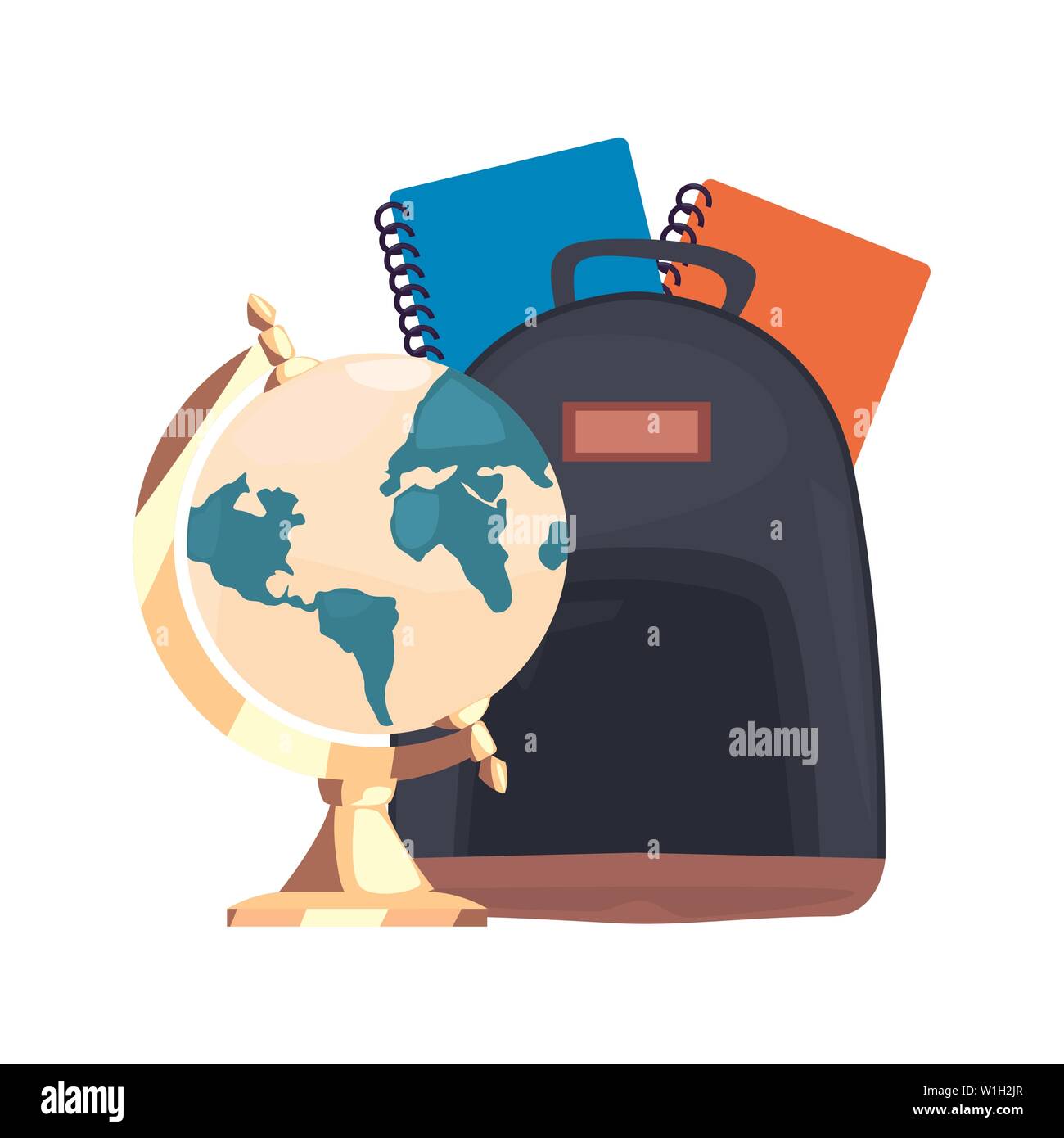 backpack map notebooks back to school vector illustration Stock Vector ...