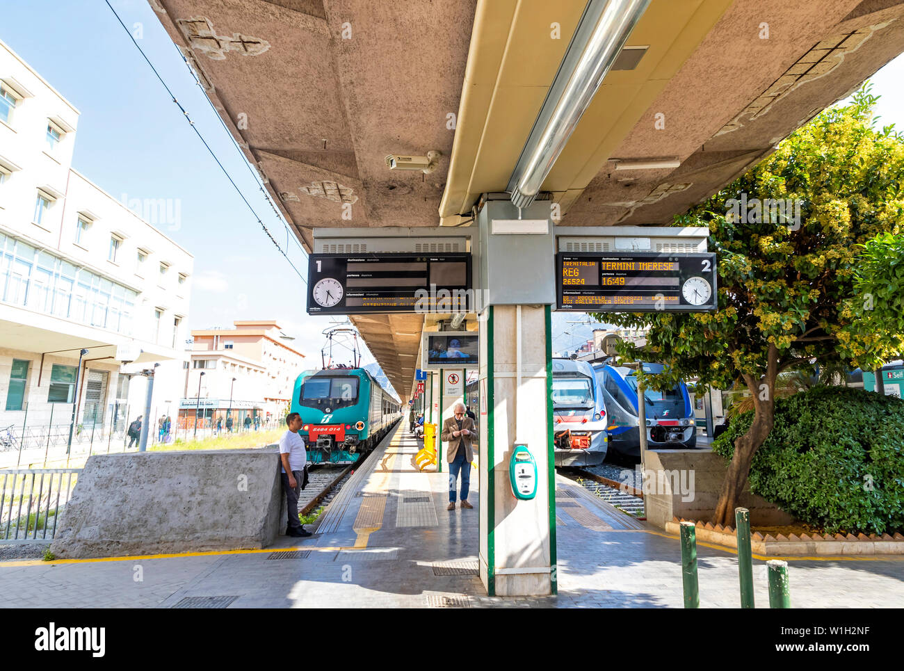 Palermo, Italy - May 9, 2018: Platforms of Palermo Centrale, main ...