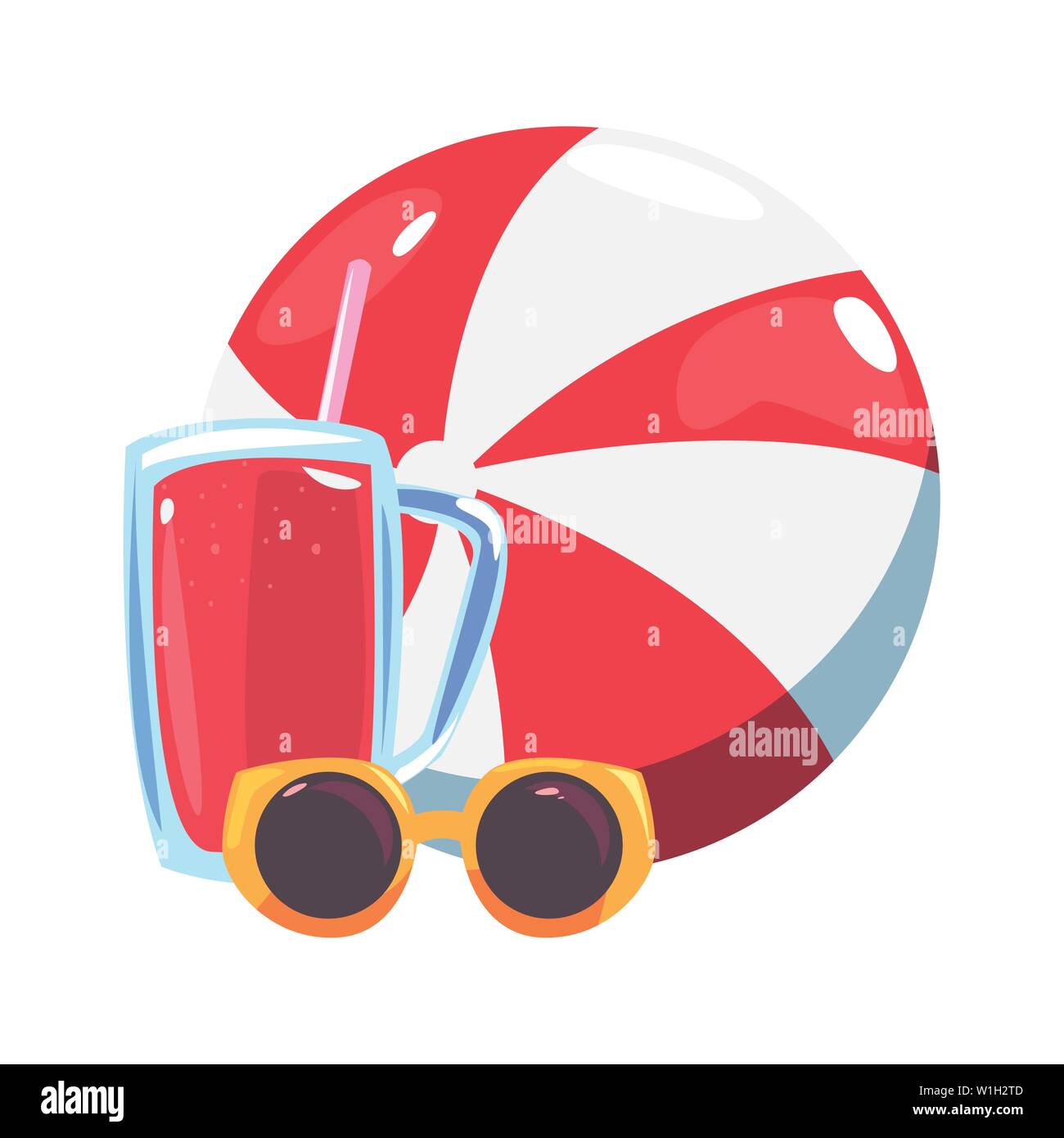 sunglasses juice ball vacations tropical summer vector illustration ...