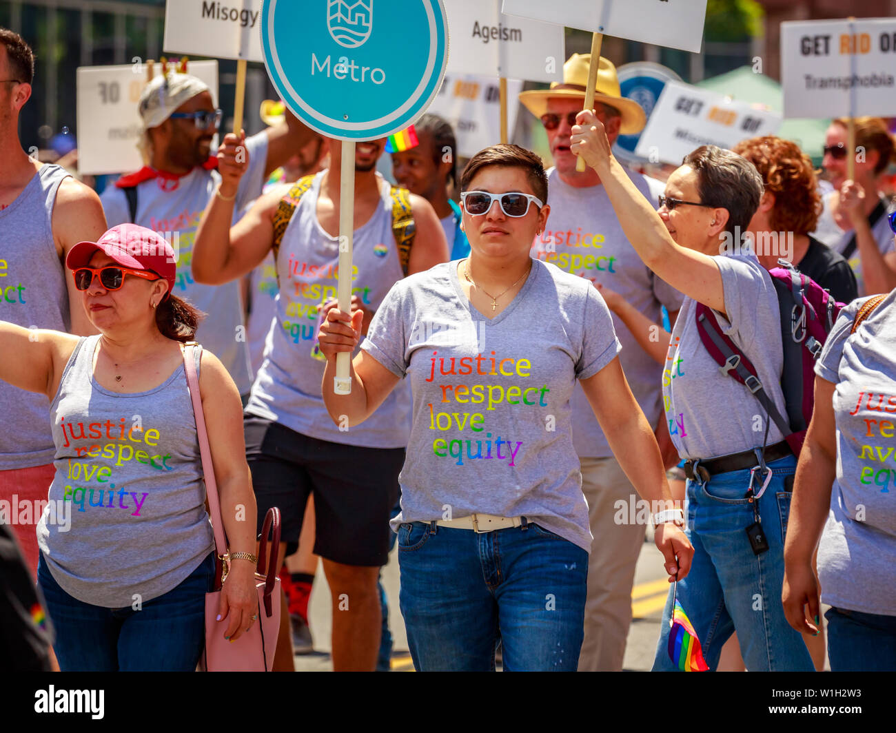 Portland, Oregon, USA - June 16, 2019: Diversified group of people in ...