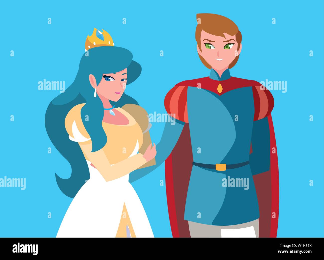 princess and prince of fairytale fantasy avatar character vector ...