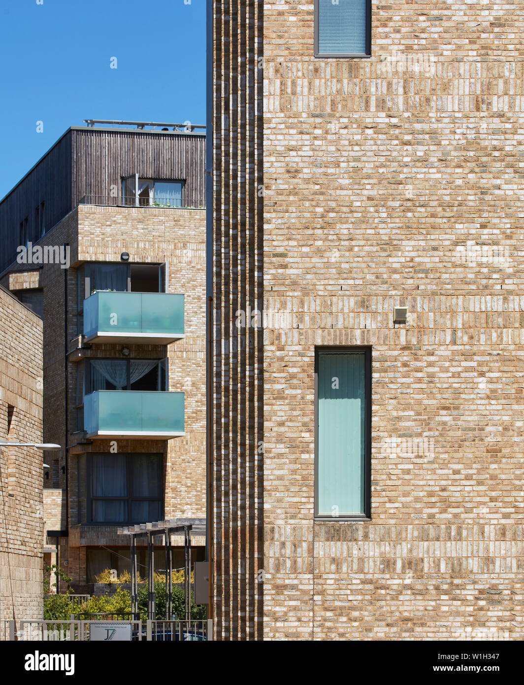 Juxtaposition of balconies and brickwork. Stonebridge Park, London ...