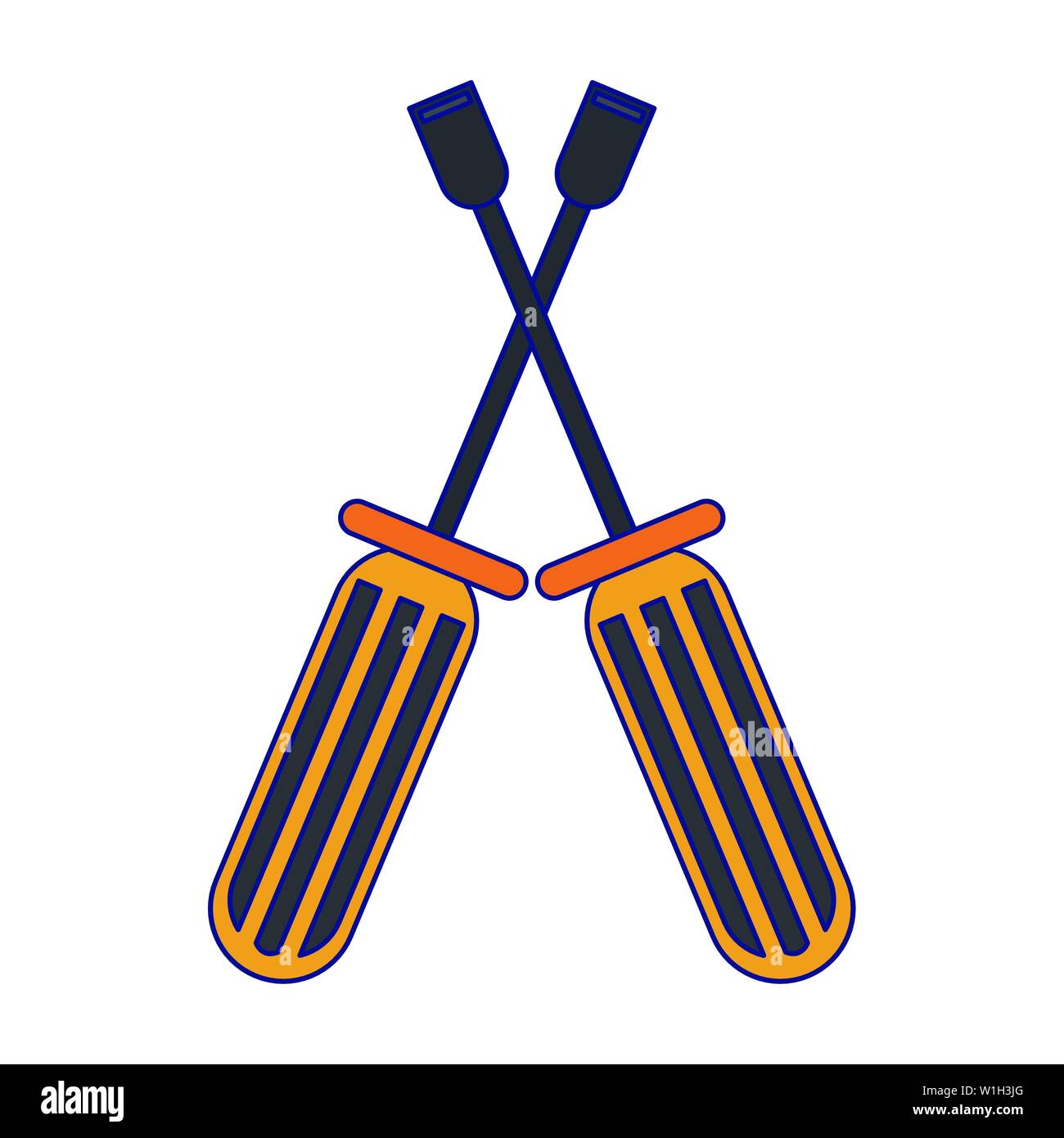 Screwdrivers tools crossed symbol isolated blue lines Stock Vector ...
