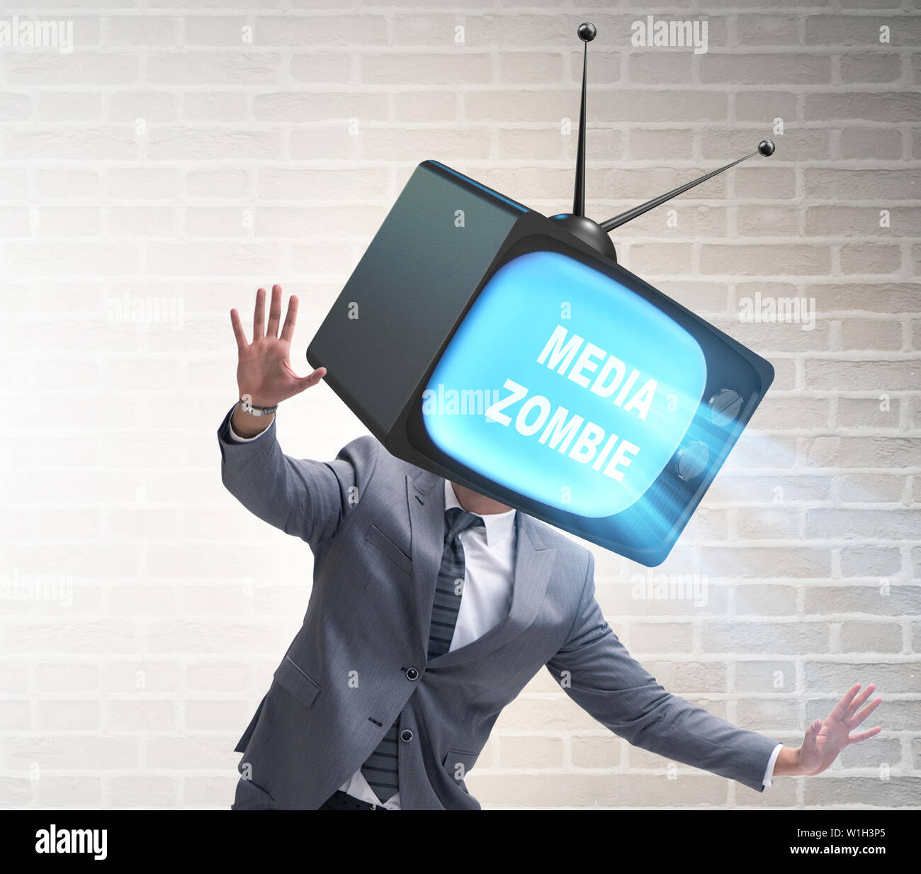 Media zombie concept with man and tv set instead of head Stock Photo ...