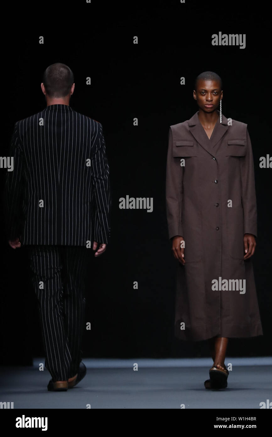 Berlin, Germany. 2nd July, 2019. Models present creations of Richert ...