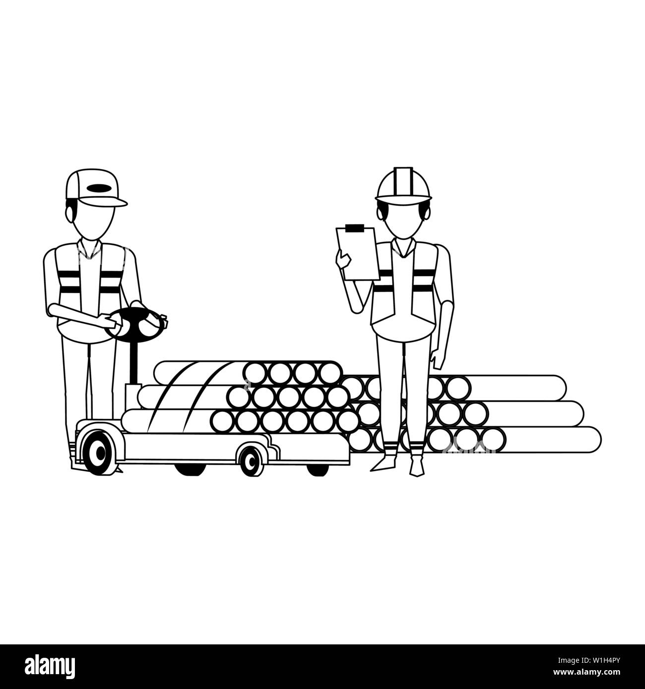 Teamwork in warehouse Stock Vector Images - Alamy
