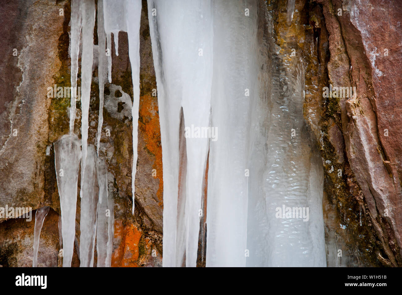 Icicles hang from rock in a canyon near Moab, Utah. (c) 2012 Tom Kelly ...