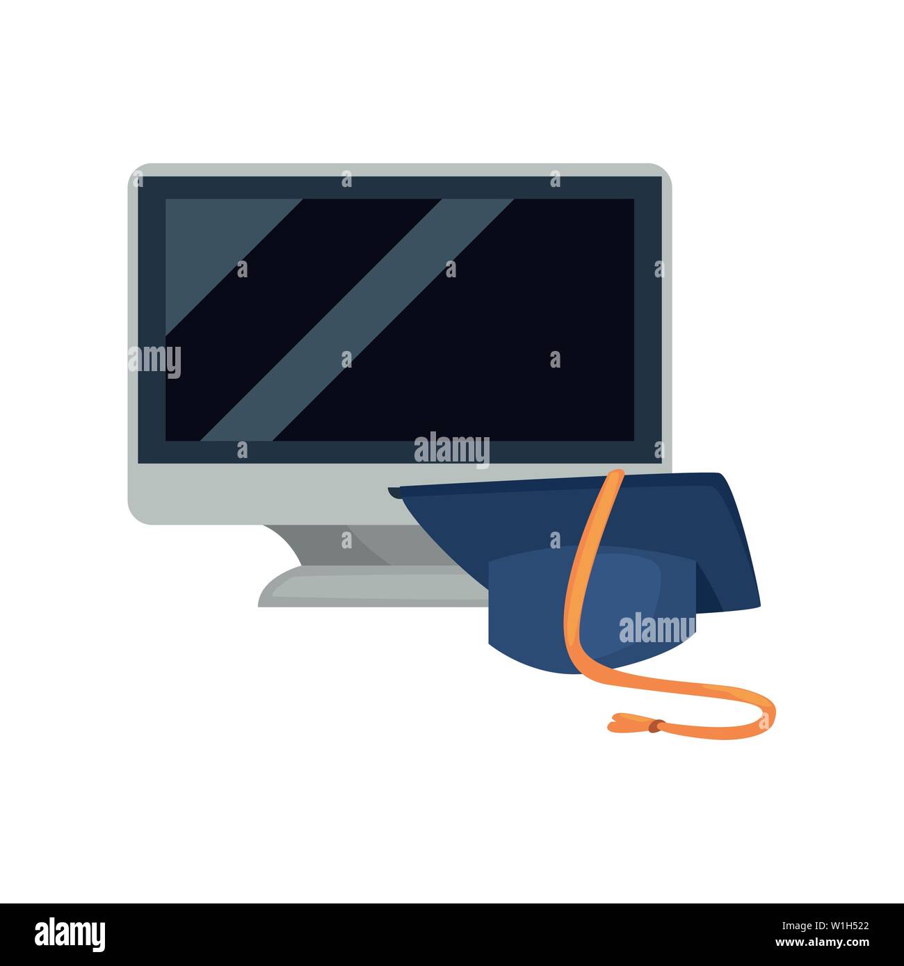 computer graduation hat back to school vector illustration Stock Vector ...