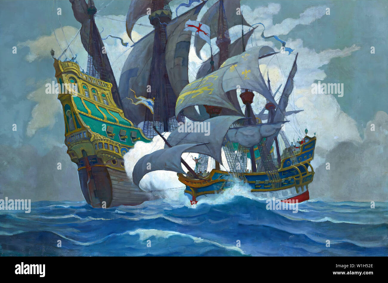 Naval Engagement by NC Wyeth Stock Photo - Alamy
