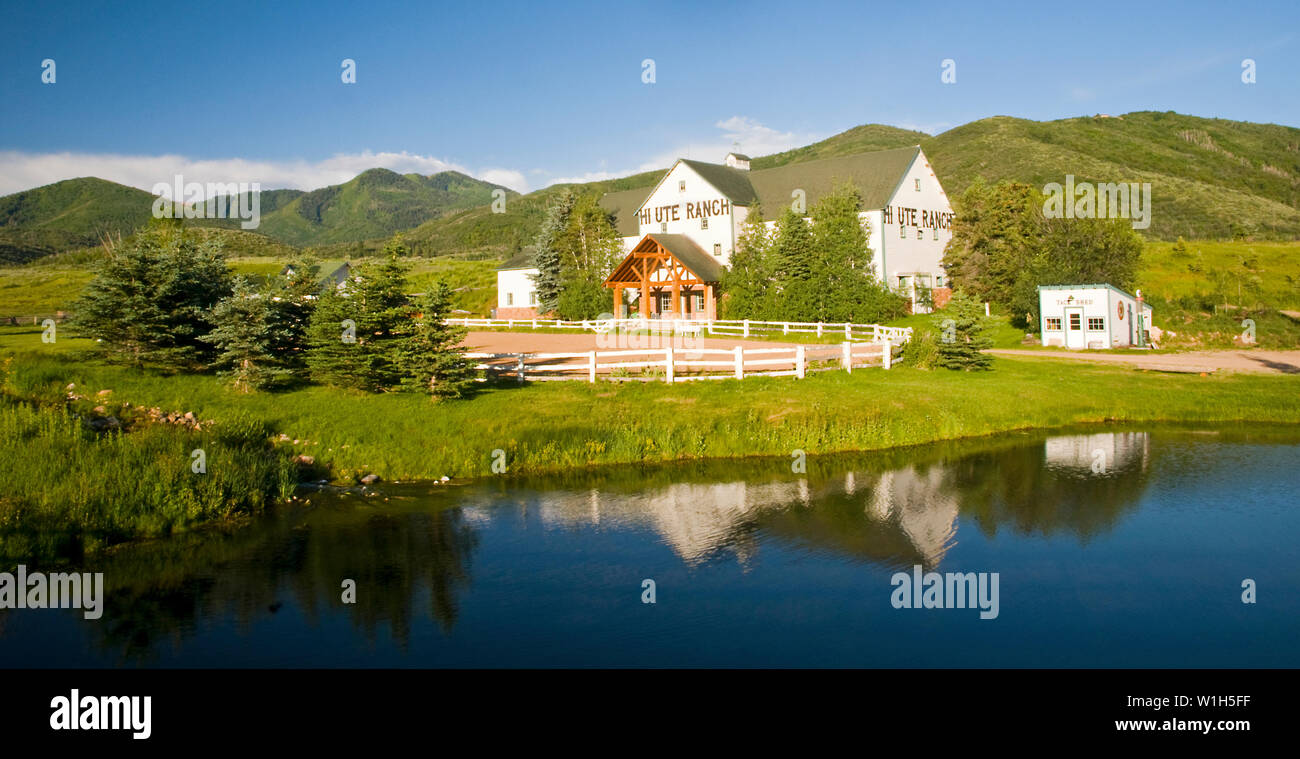 A deep blue early morning sky frames the High Ute Ranch barn alongside ...