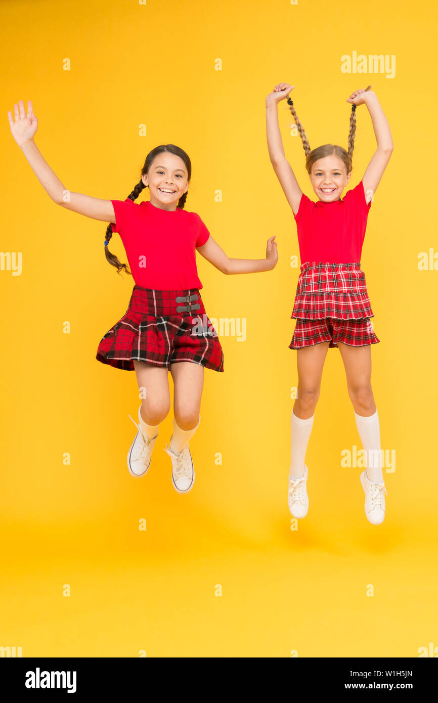 Celebrate holiday. Scottish holiday. Kids girl wear checkered dresses ...