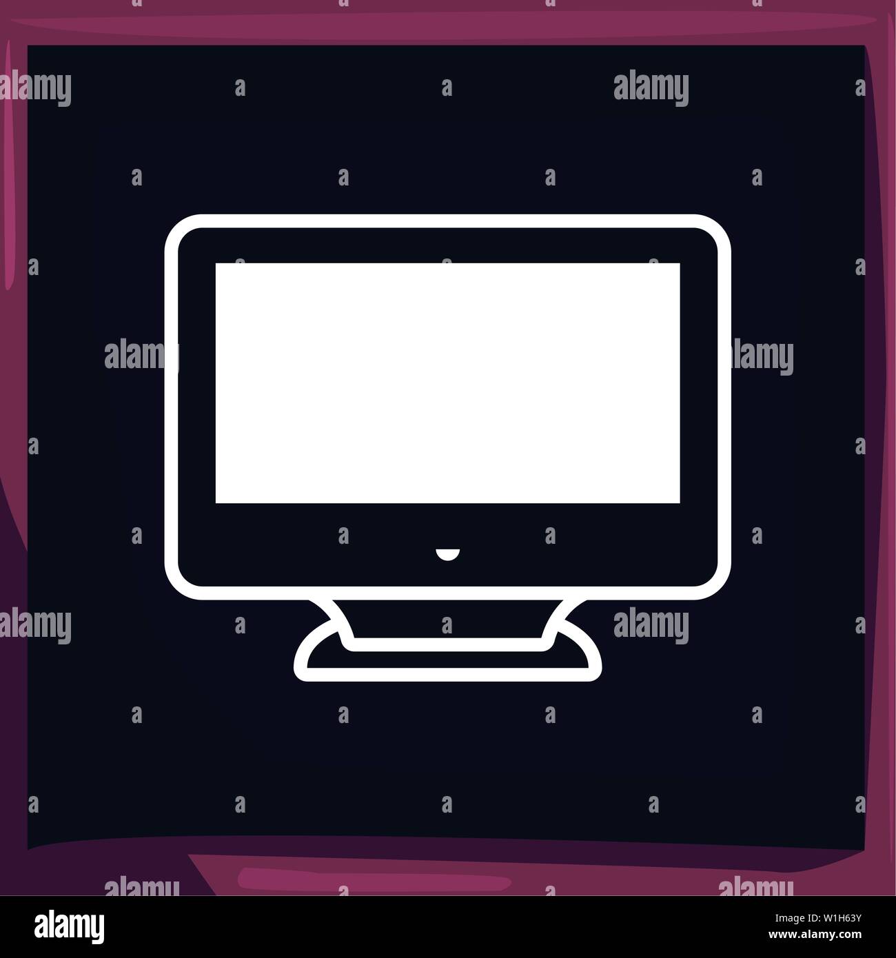 computer monitor on black background linear vector illustration Stock ...