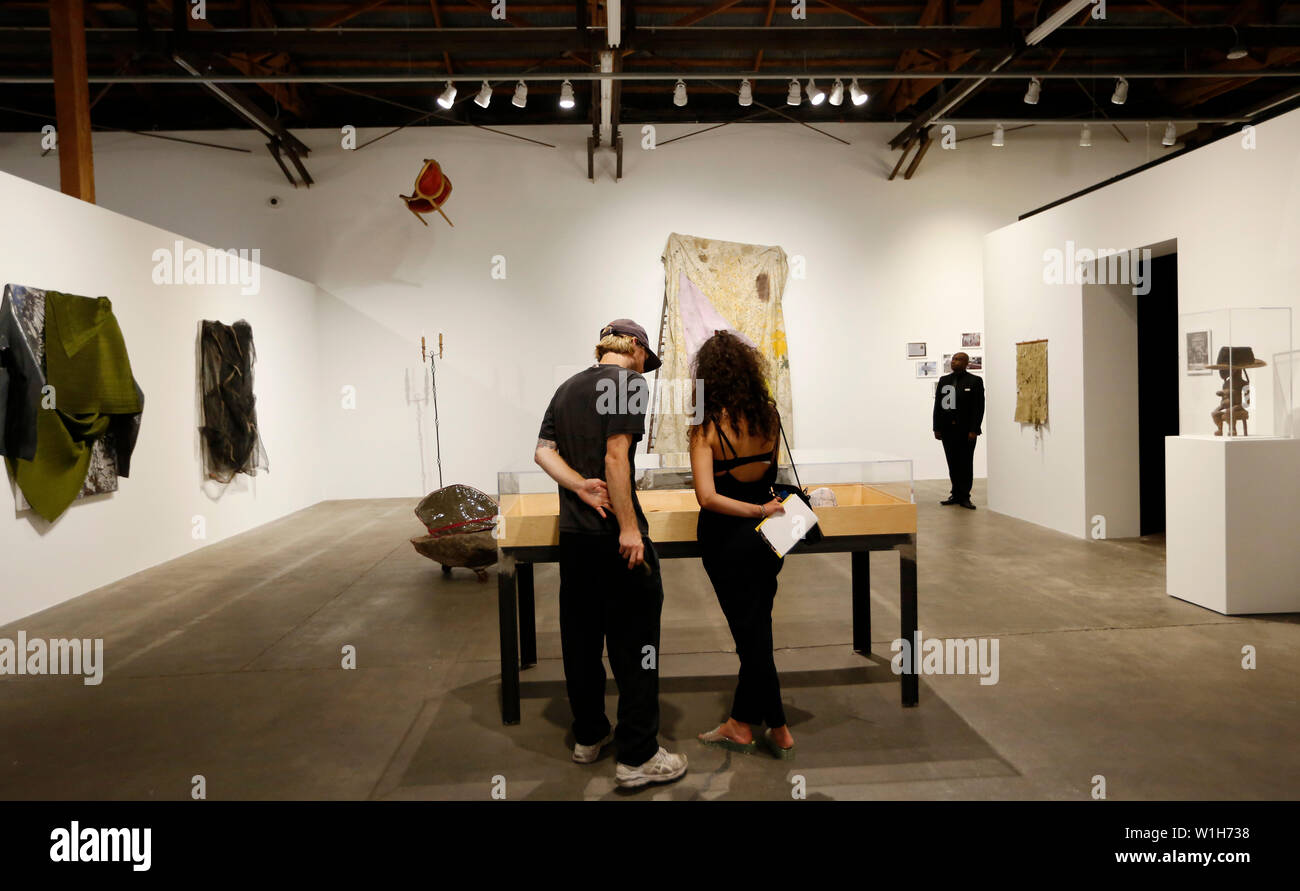 Los Angeles, USA. 28th June, 2019. Visitors view works of U.S. artist ...