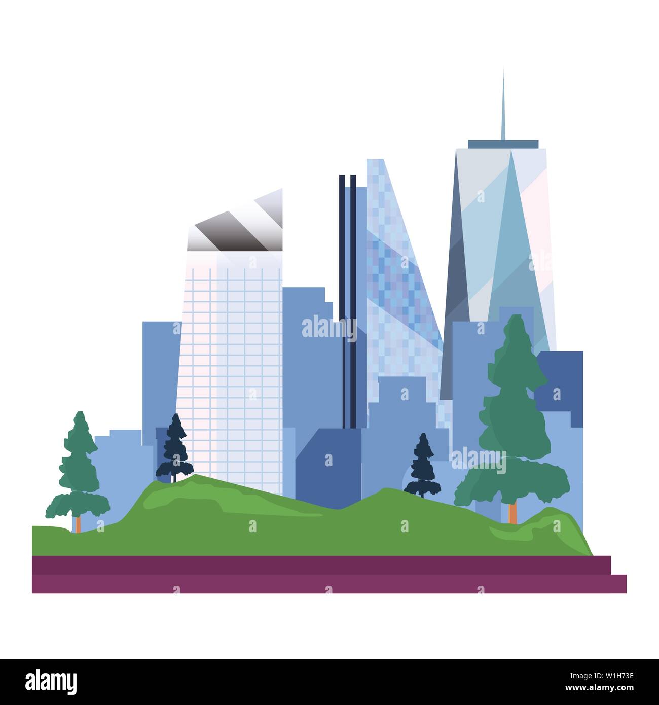 Trees and office towers Stock Vector Images - Alamy