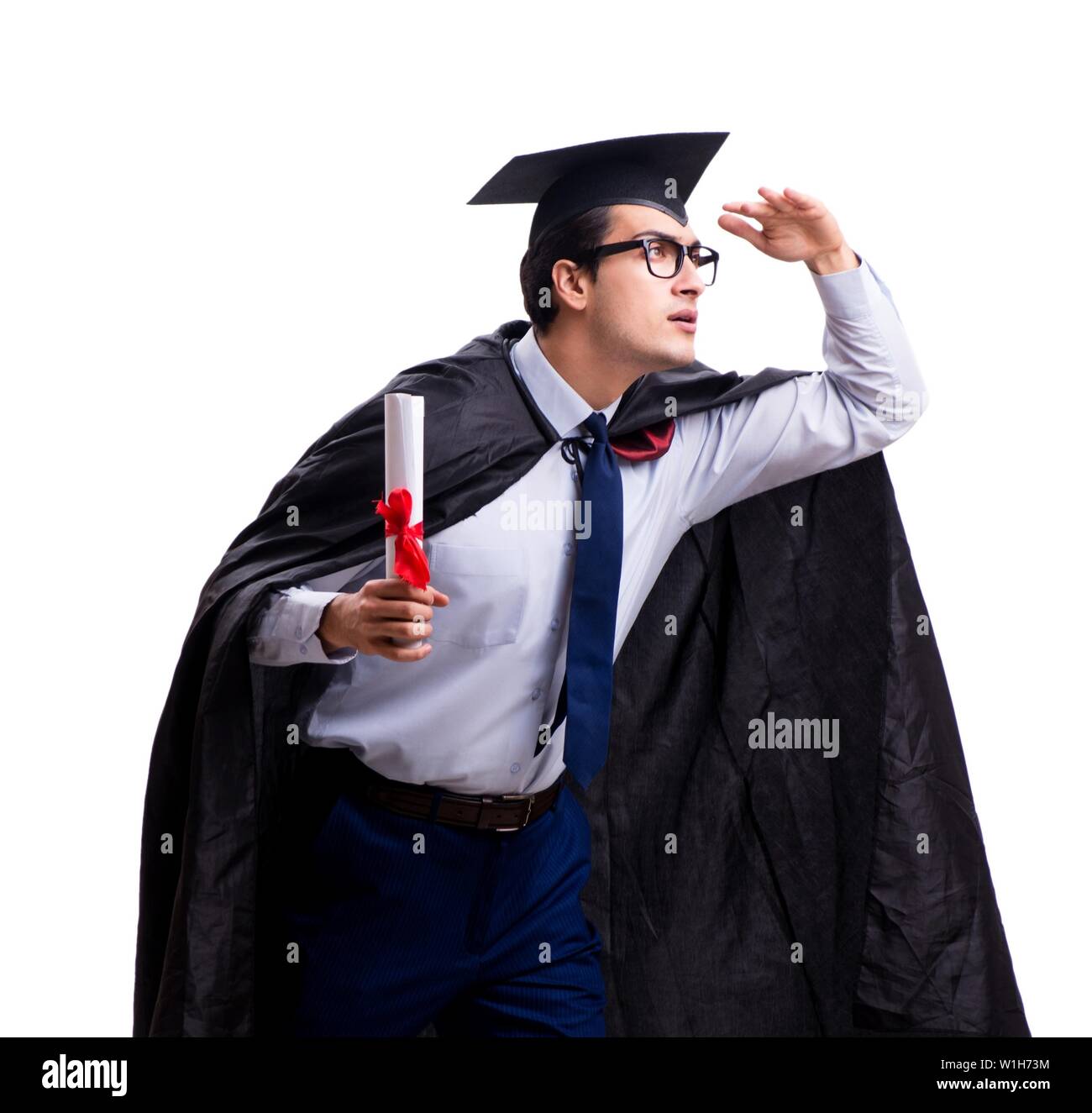 Student graduate isolated on white background Stock Photo - Alamy