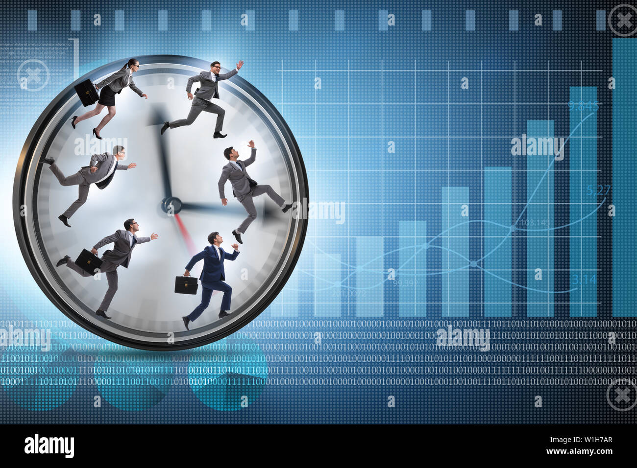 Man and woman running on clock Stock Photo - Alamy