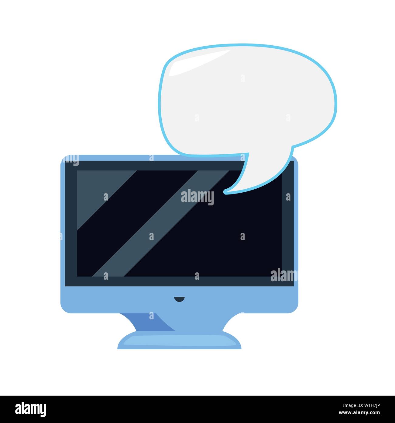 computer and talk bubble on white background vector illustration Stock ...