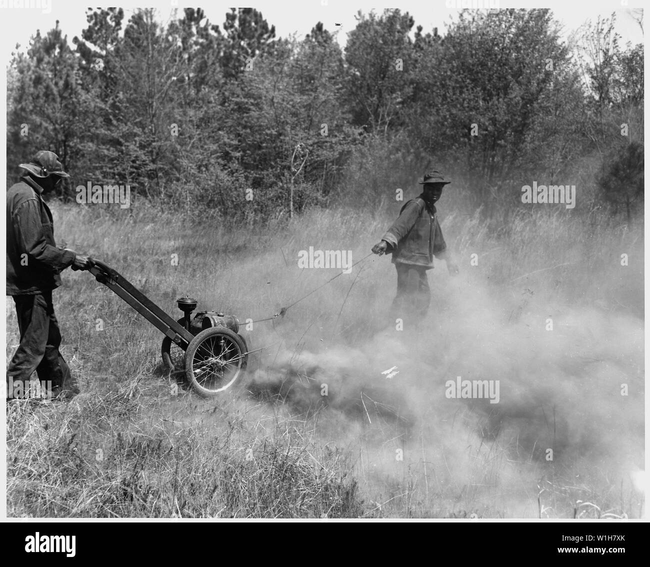 Newberry County, South Carolina. Allegheny fire line trencher in action ...