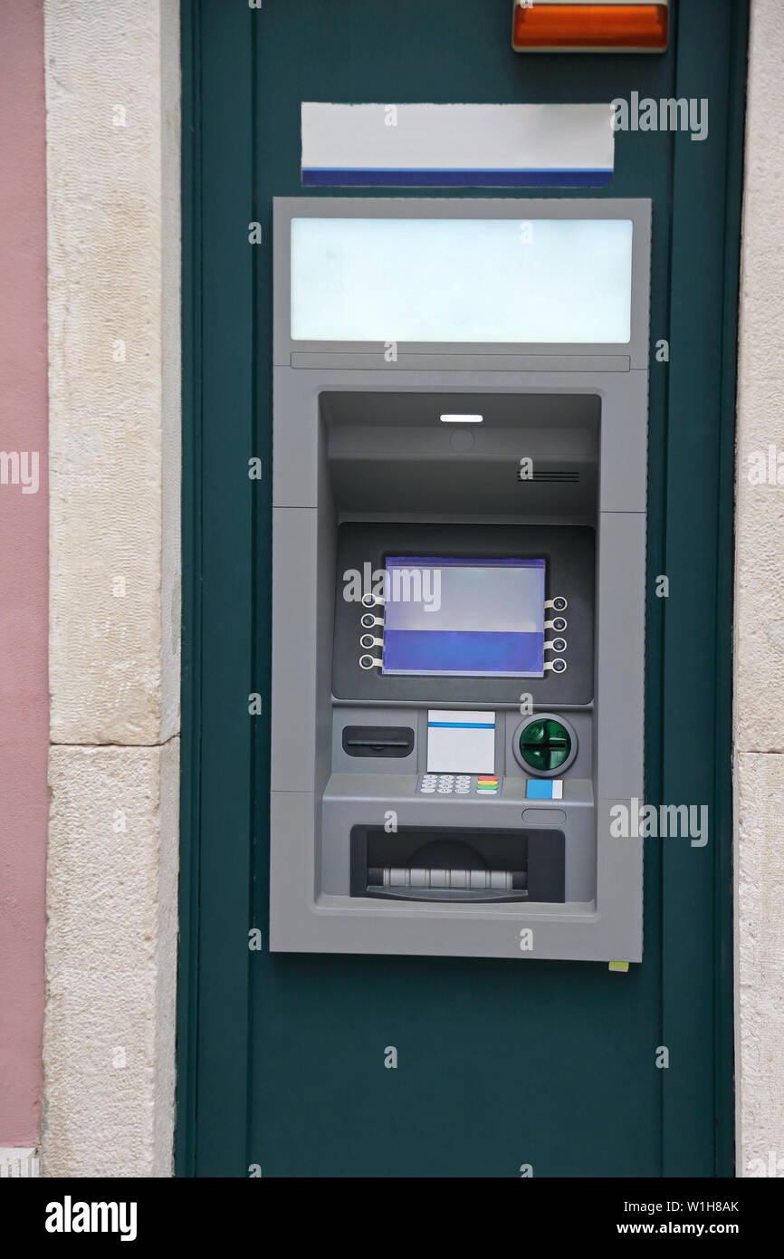 New Automated Teller Machine in Bank Wall Stock Photo - Alamy