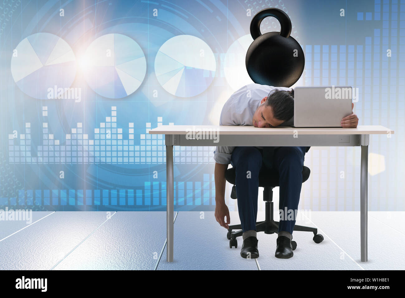 Employee with burden of work Stock Photo - Alamy