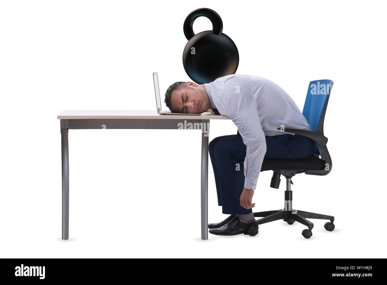 Employee with burden of work Stock Photo - Alamy