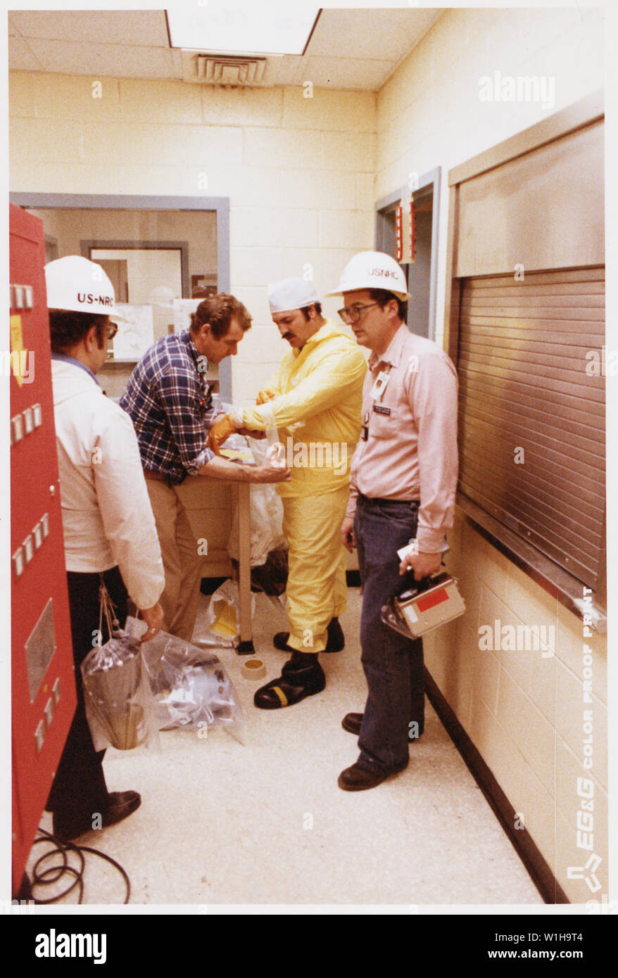 Nuclear Regulatory Commission inspector checking health physics Stock ...