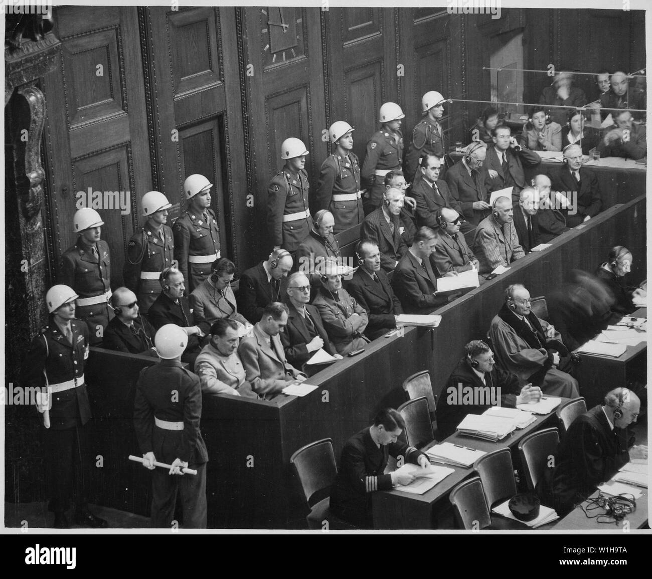 Nuremberg Trials. Looking down on defendants dock, circa 1945-1946 ...