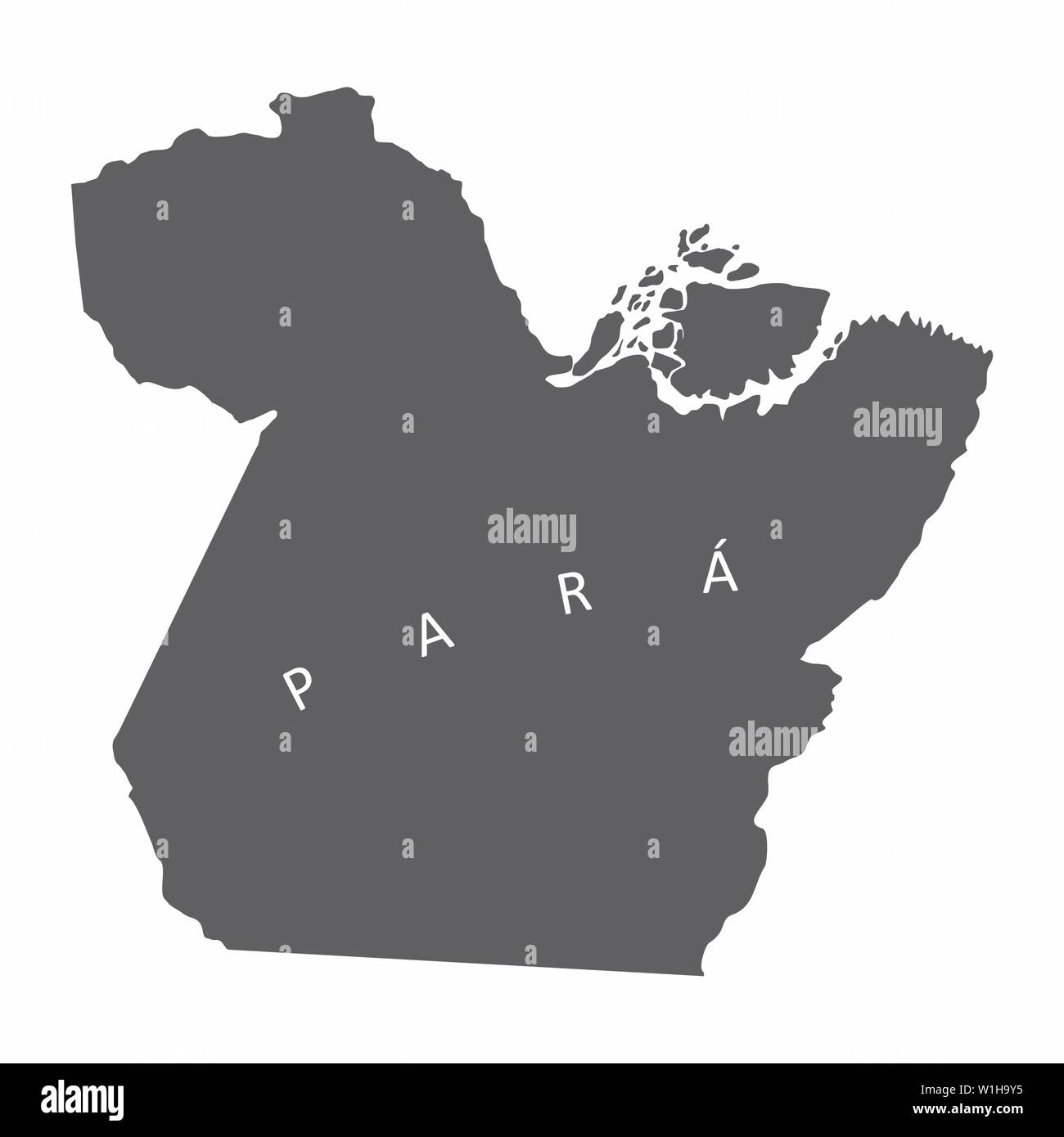 Para State silhouette map isolated on white background, Brazil Stock ...