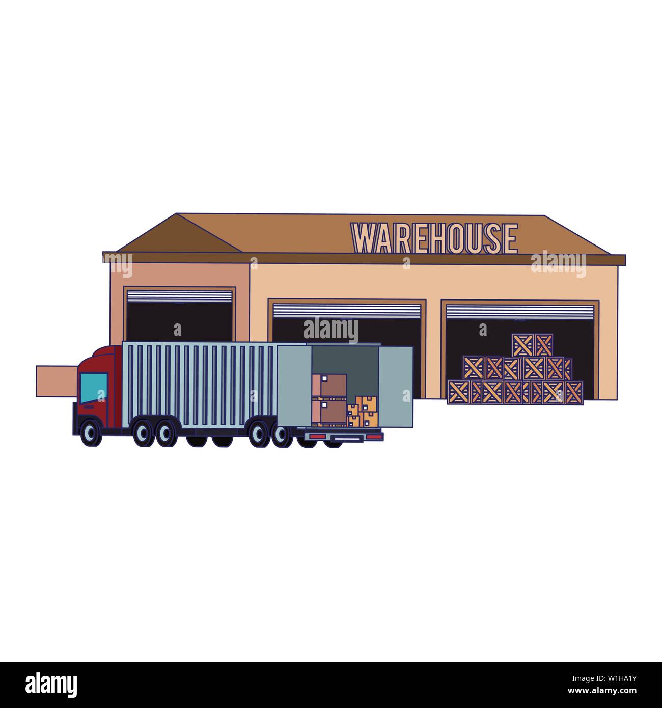 Warehouse storage building with merchandise blue lines Stock Vector ...