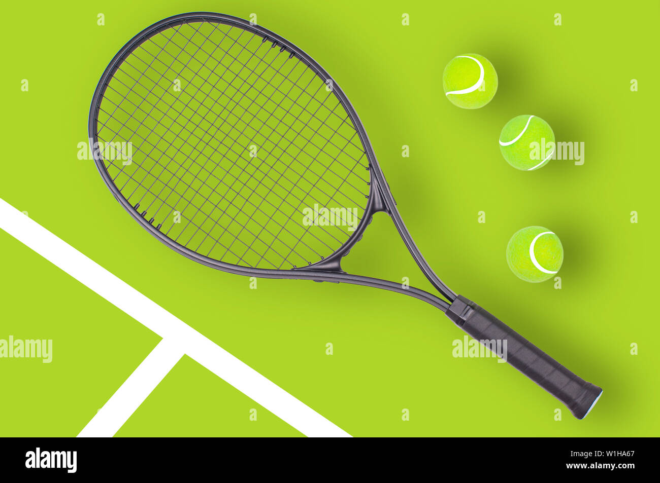 Tennis racket and ball sports on pastel green background Stock Photo ...