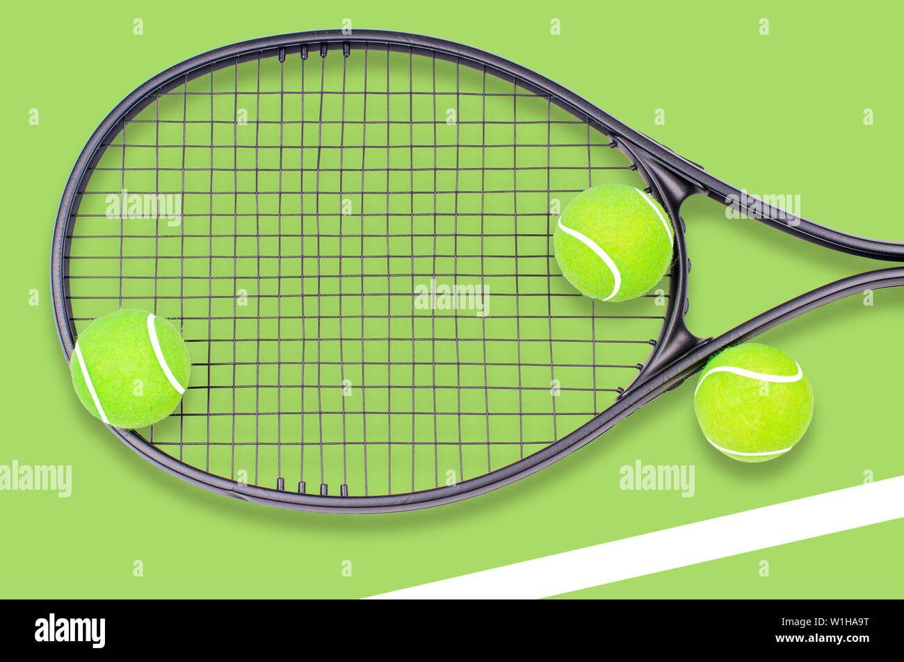 Tennis racket and ball sports on pastel green background Stock Photo ...