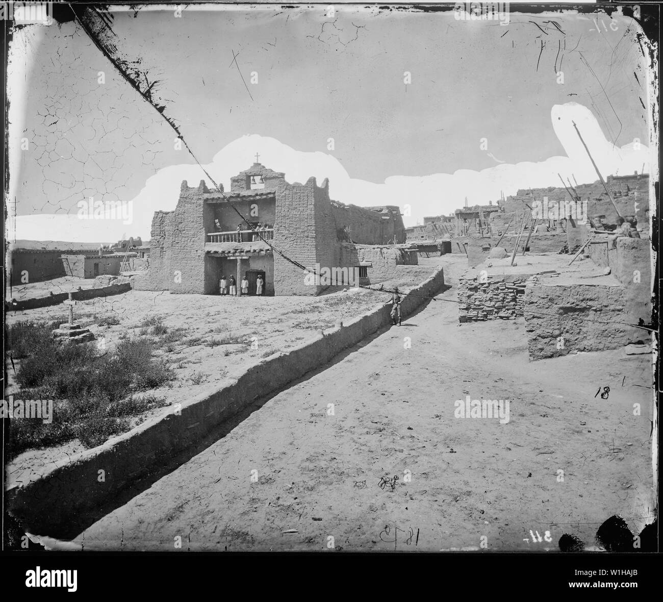 OLD MISSION CHURCH ZUNI PUEBLO, NEW MEXICO, VIEW FROM THE PLAZA Stock ...