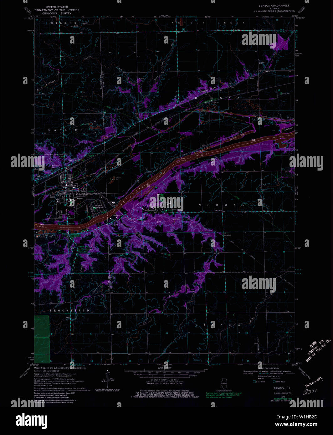 USGS TOPO Map Illinois IL Seneca 308711 1970 24000 Inverted Restoration ...