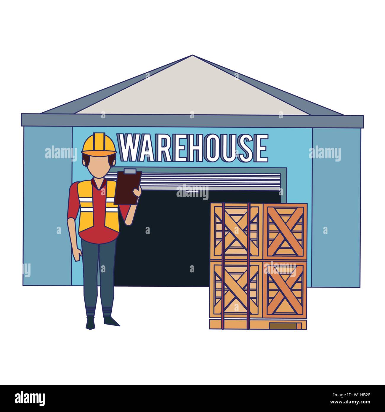 Warehouse worker logistics job concept blue lines Stock Vector Image ...
