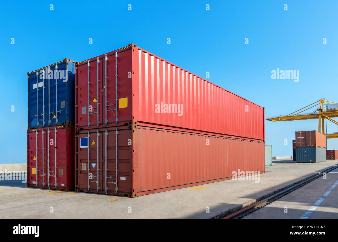 Logistics , transportation of Container Cargo freight ship with working ...