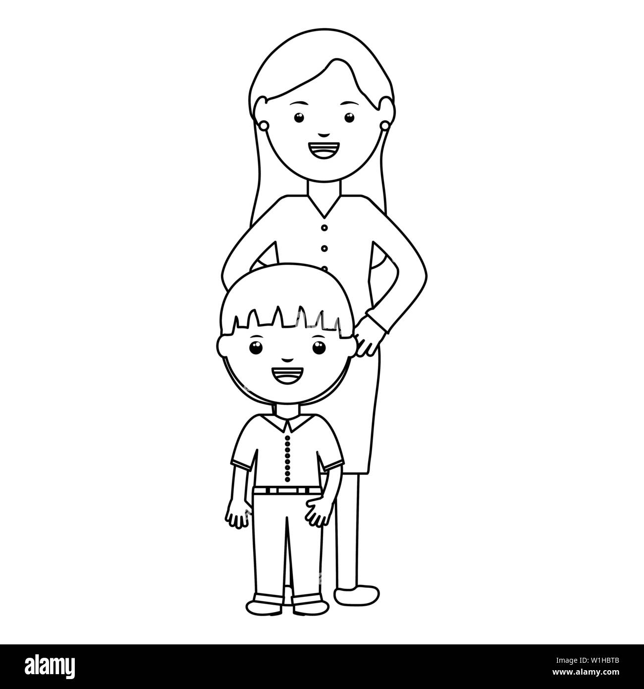 cute little student boy with female teacher vector illustration design ...