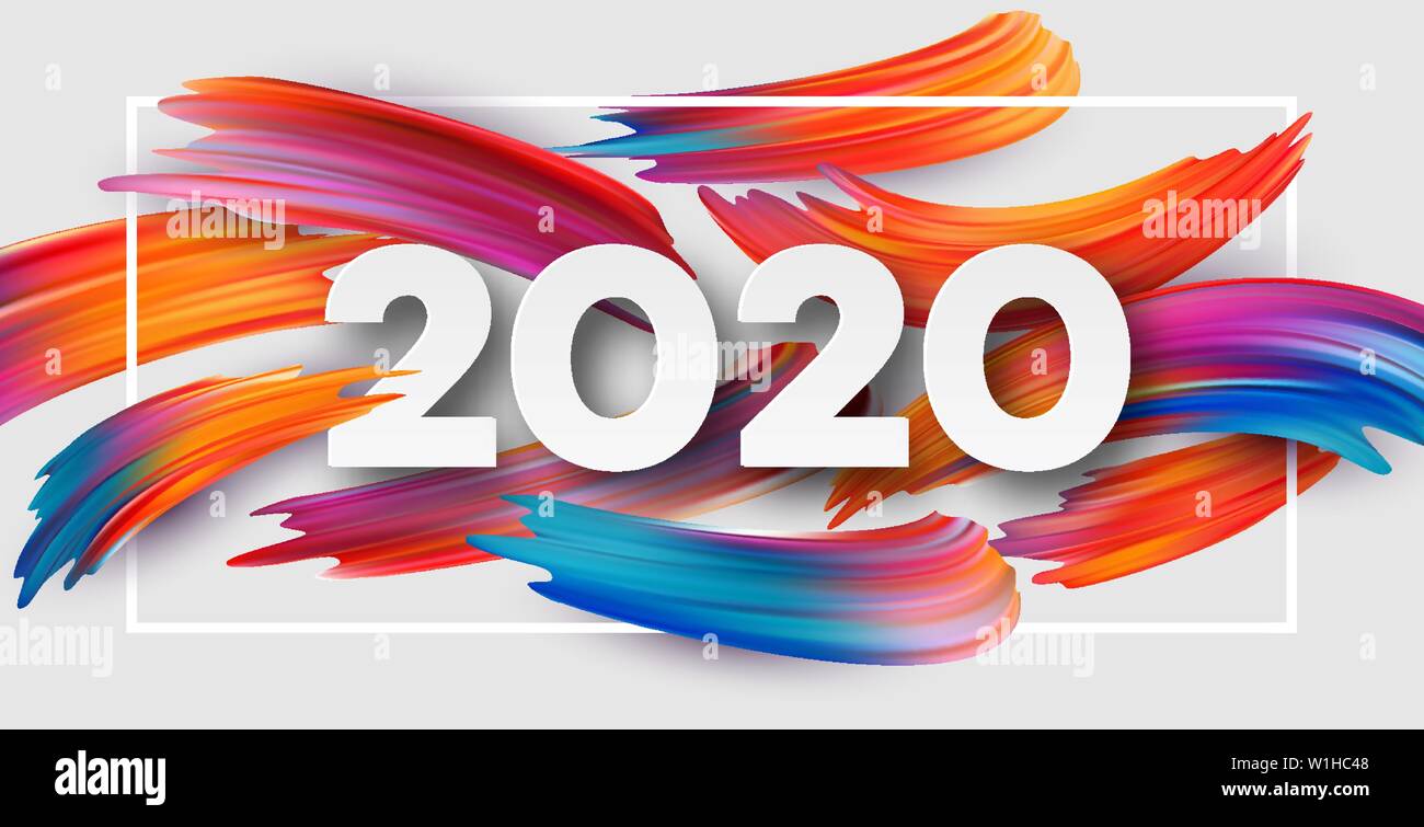Happy New Year 2020. Lettering greeting inscription. Vector ...