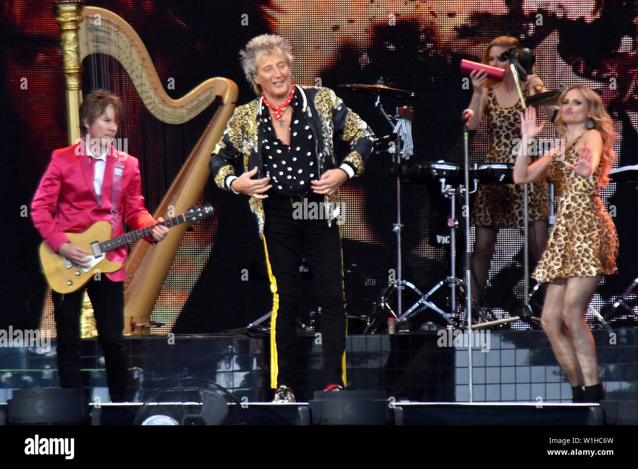Rod Stewart performing at York Racecourse on his 2019 Live In Concert ...