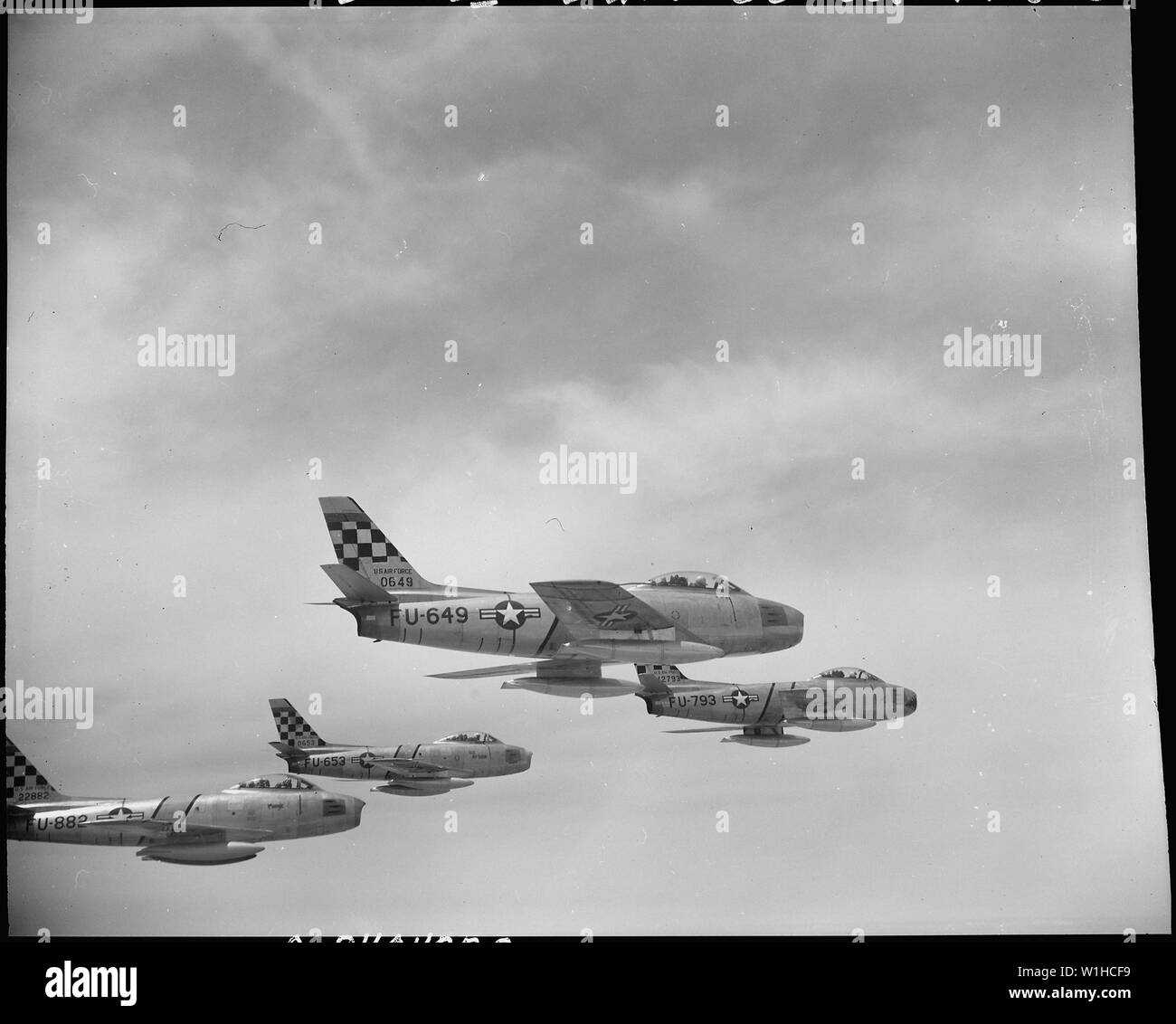 OVER NORTHWEST KOREA --- Sleek U.S. Air Force F-86 Sabre jets of the ...