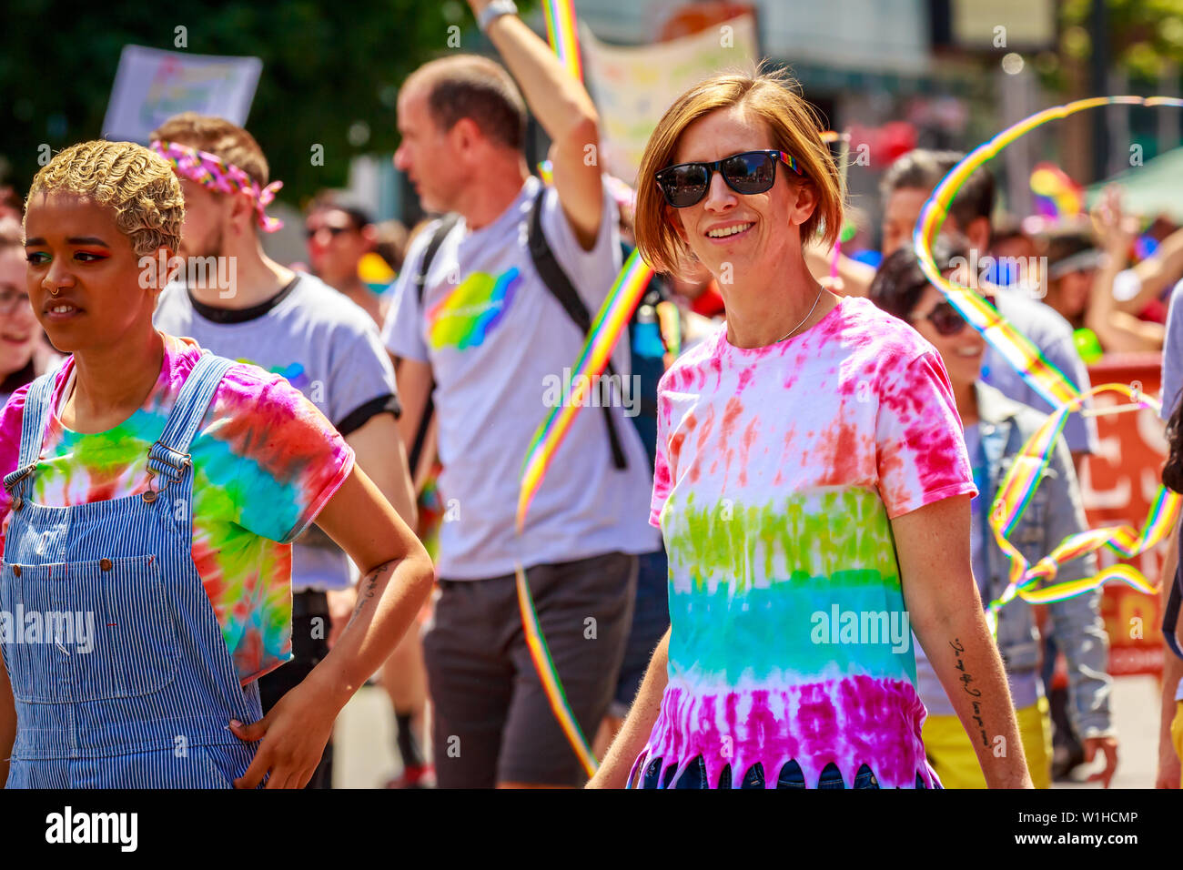 Portland, Oregon, USA - June 16, 2019: Diversified group of people in ...