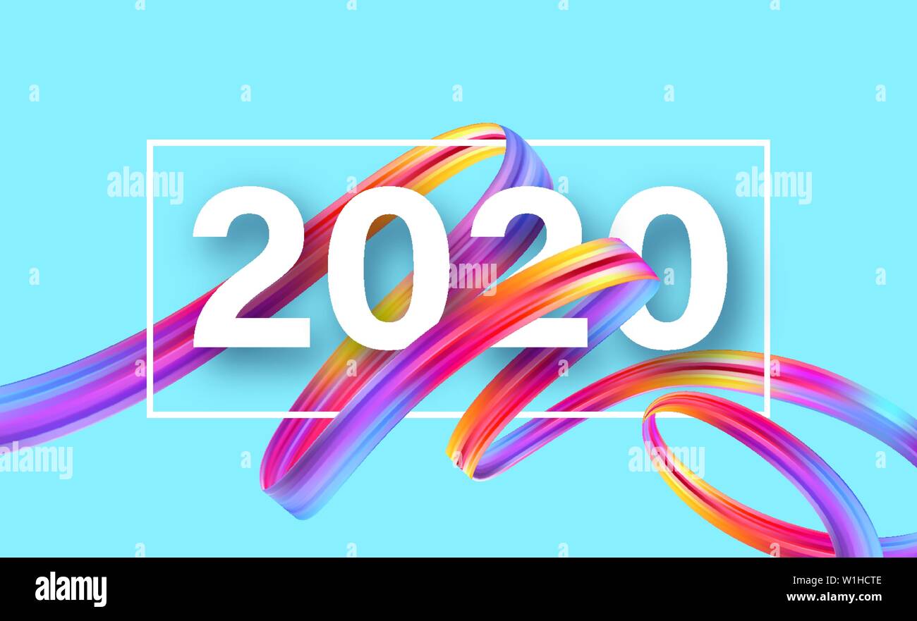 Happy New Year 2020. Lettering greeting inscription. Vector ...