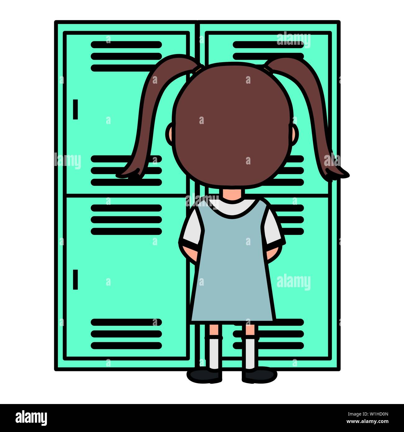 cute little student girl in lockers vector illustration design Stock ...