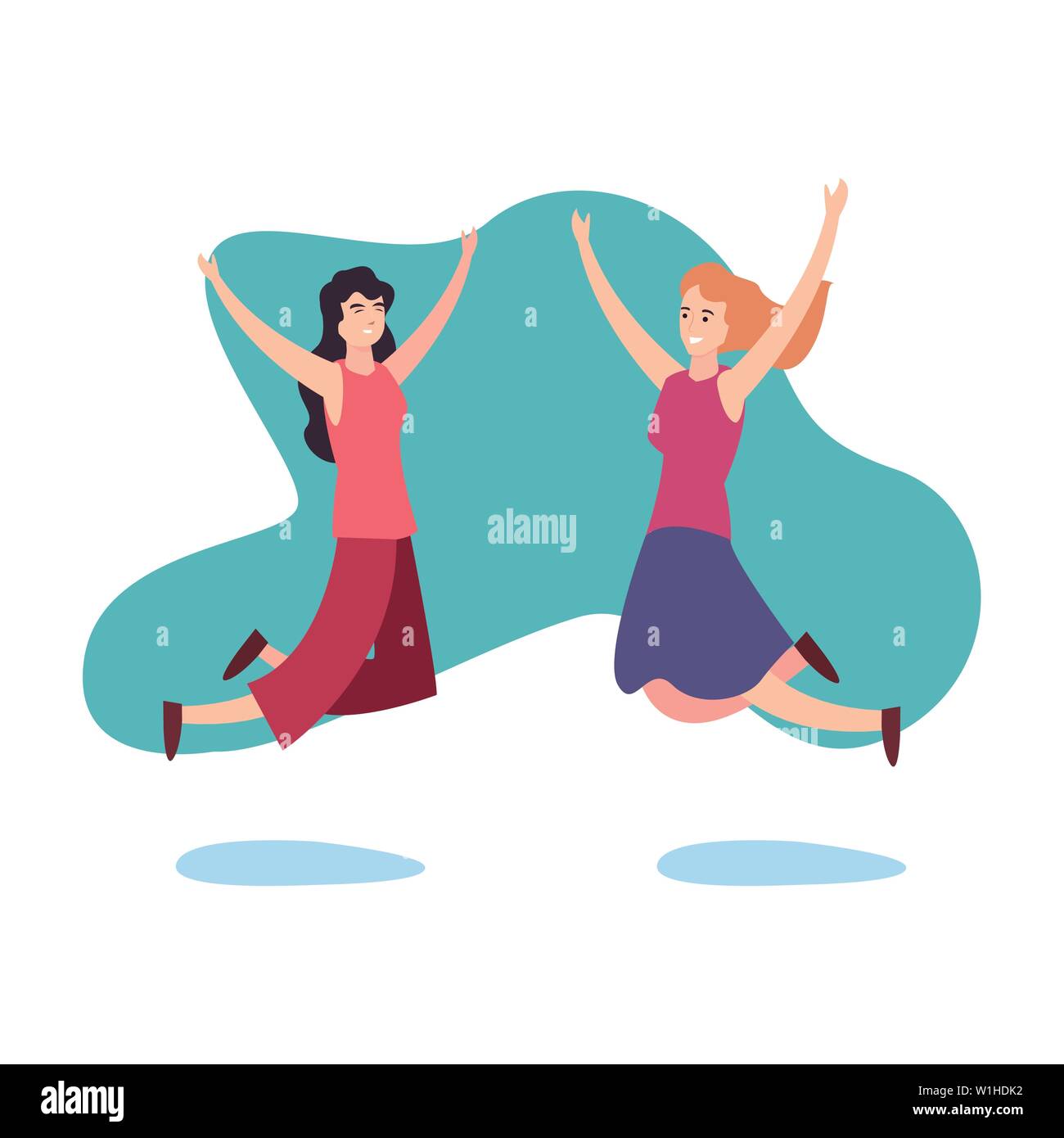 happy young women celebrating characters vector illustration Stock ...