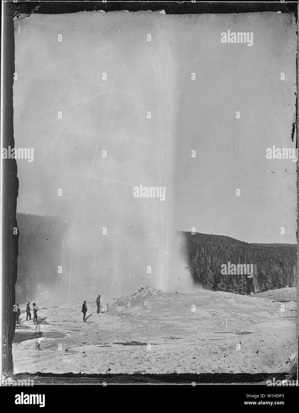Old faithful yellowstone erupt* Black and White Stock Photos & Images ...