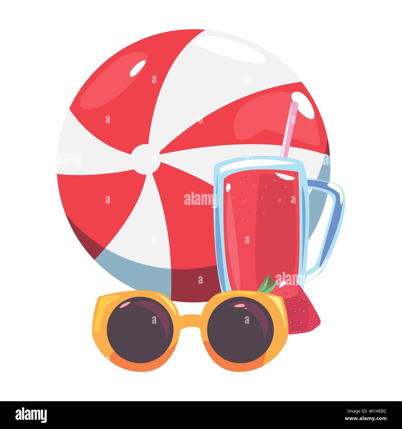 sunglasses ball juice vacations tropical summer vector illustration ...