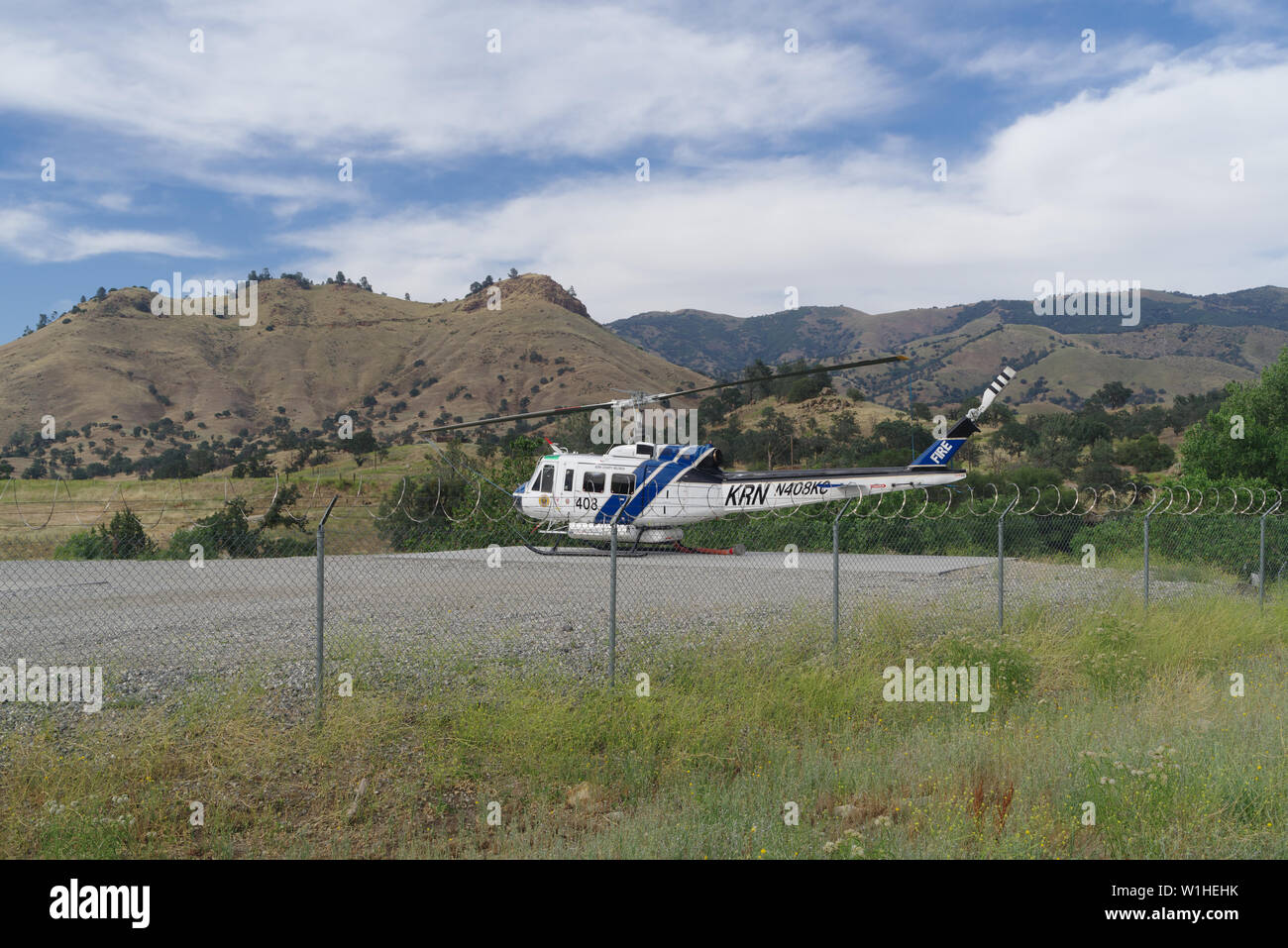 Helicopter at the Fire Station 11 shown at Keene in Kern County ...