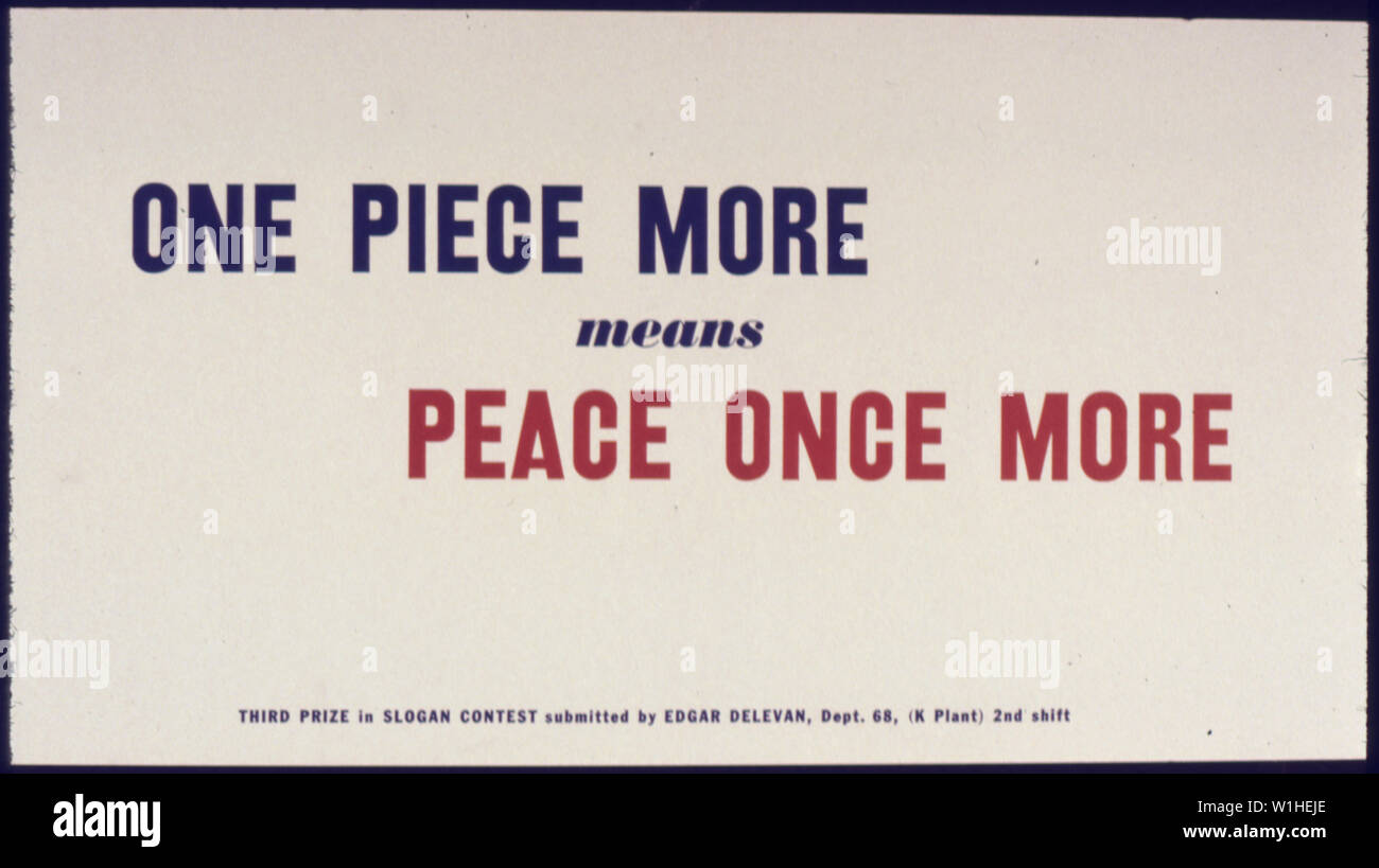 One piece more means Peace once more Stock Photo - Alamy