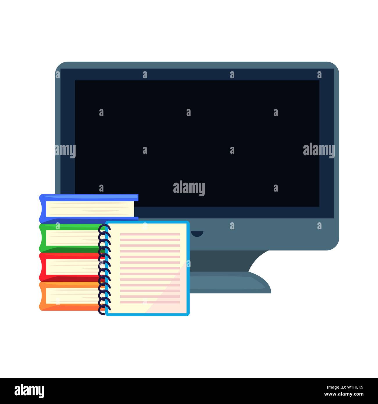 computer and books back to school vector illustration Stock Vector ...