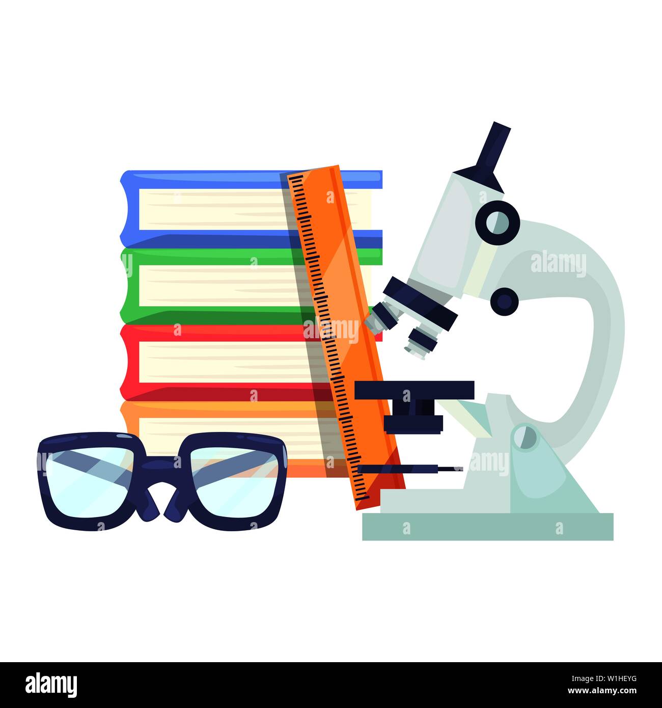 microscope ruler book stacked back to school vector illustration Stock ...